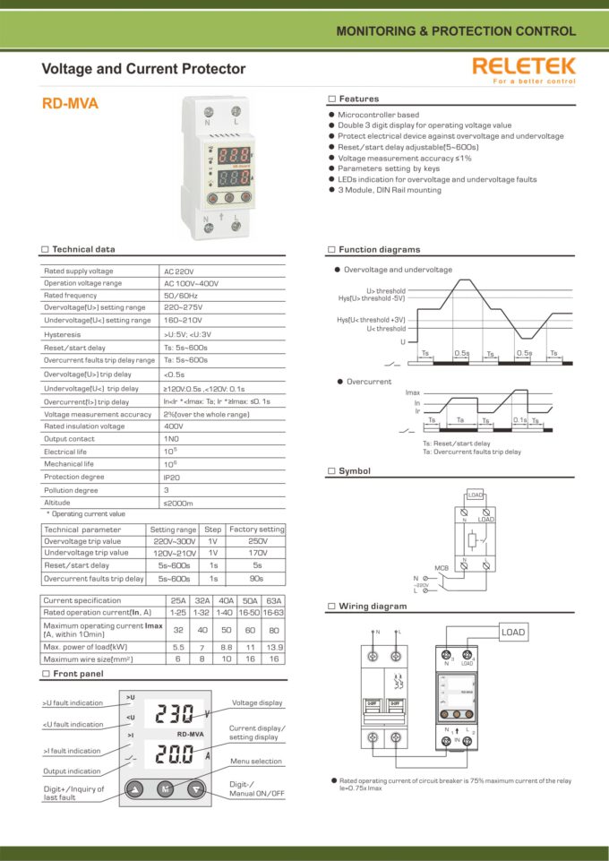 RD-MVA Single Phase Voltage Protector – RELETEK – Gala Multi Sukses