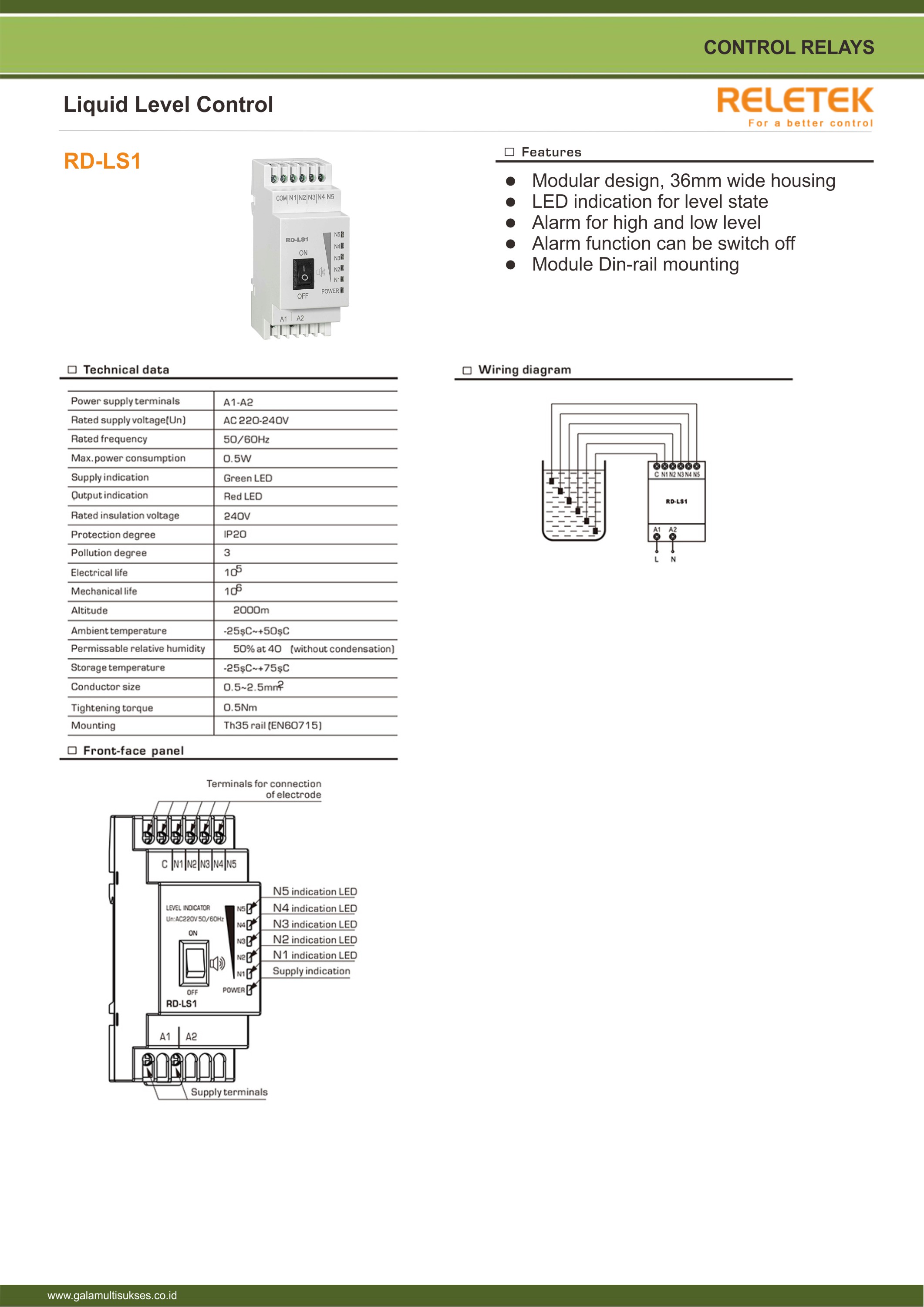 RD-LS1 Liquid/Water Level Control (WLC) Indicator – RELETEK – Gala ...